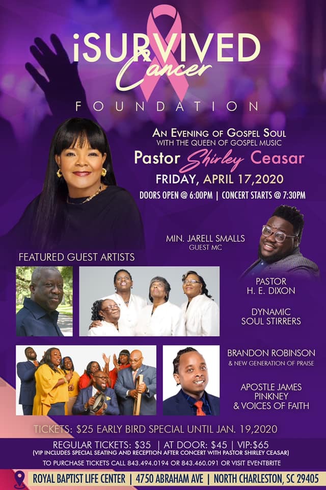 Evening of Gospel Soul w Shirley Caesar – April 17 – Heaven FM